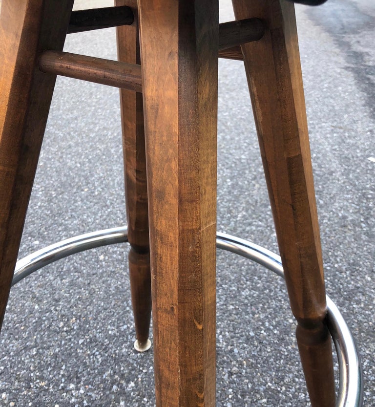 Set Of Three Mid-Century White Faux-Suede Bar Stools at 1stDibs | set ...
