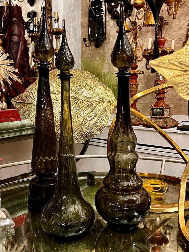 Set of Three Mid-Century Decorative Decanters For Sale at 1stDibs