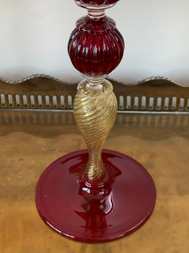 Set of Three Modern Murano Glass Goblets, Blue, Red and Amethys For ...