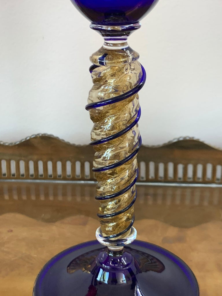 Set of Three Modern Murano Glass Goblets, Blue, Red and Amethys For ...