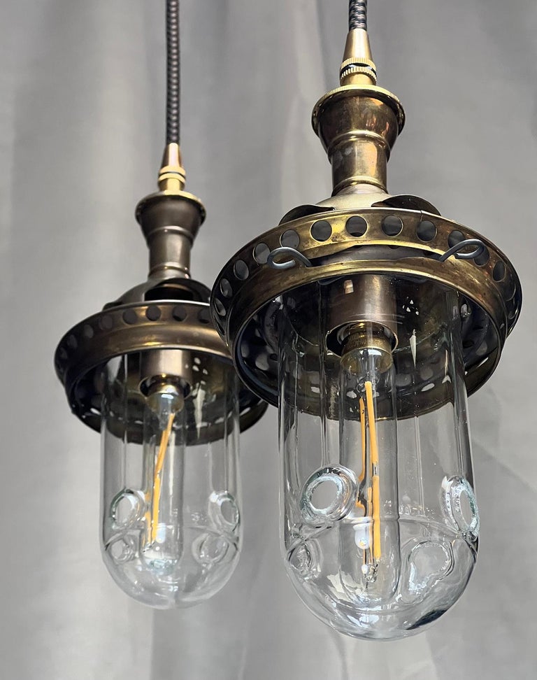 Set of Three, Modernized Vintage, Converted Gas Pendants For Sale at ...