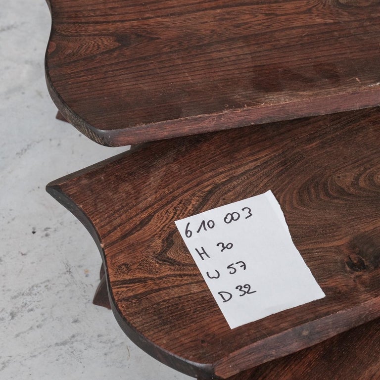 Set of Three Oak Mid-Century Wavy Side Tables For Sale at 1stDibs