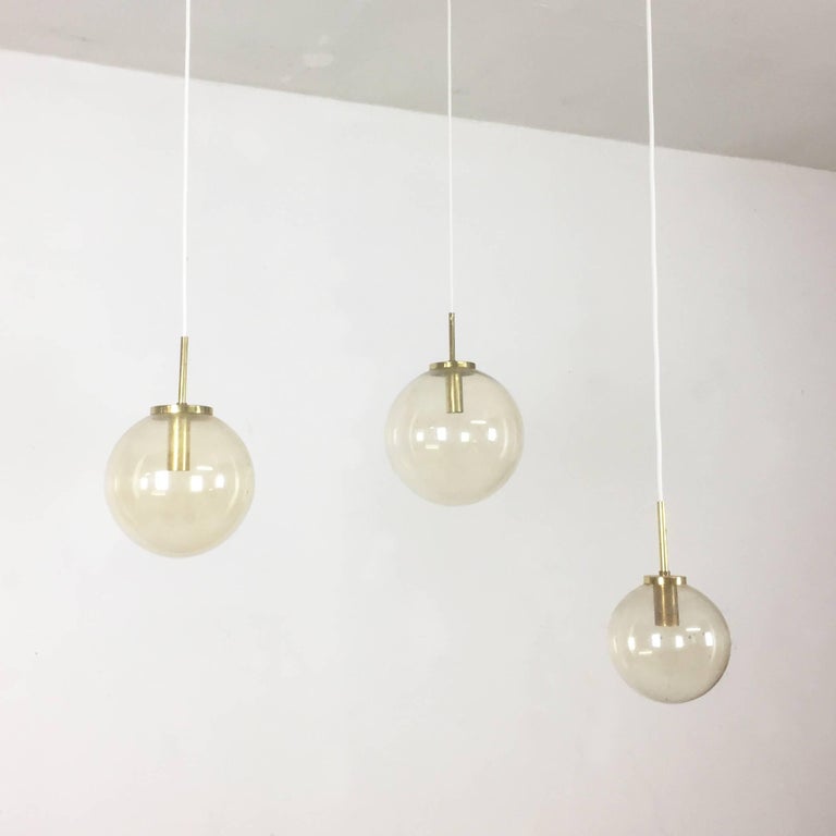 Set of Three Original German Ball Glass Hanging Light, Glashütte ...