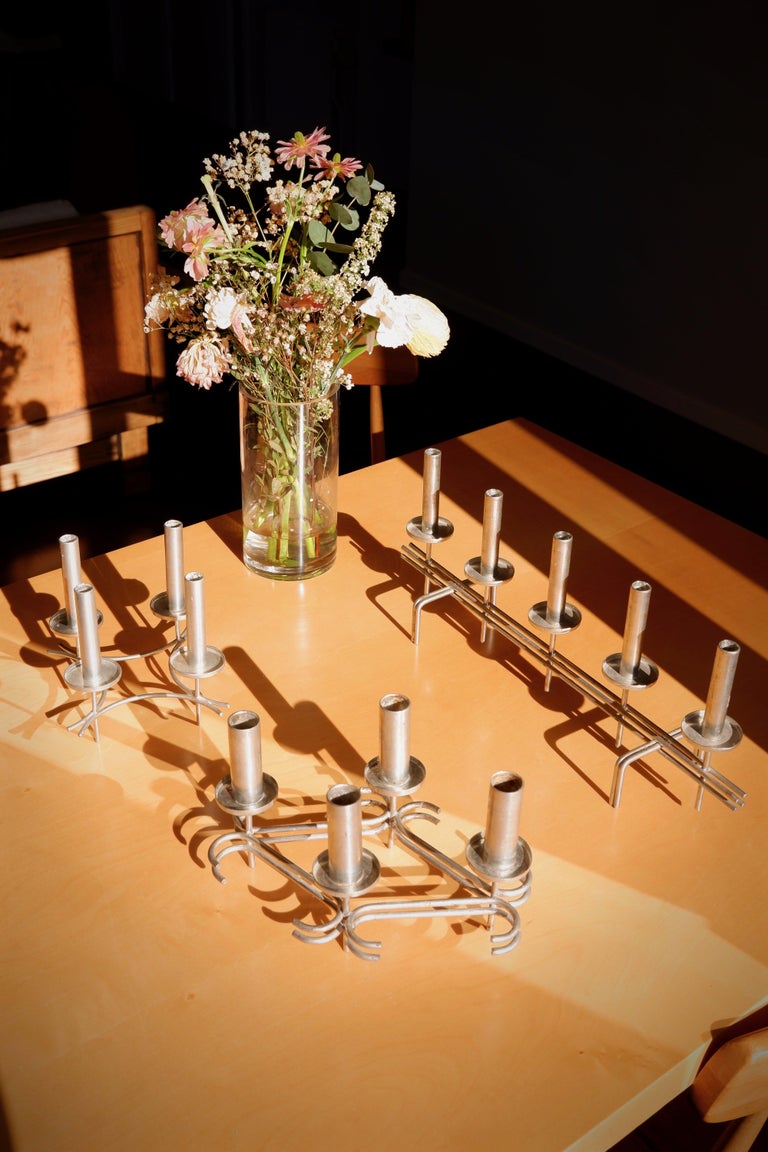 Set of Three Paavo Tynell Candel Holders circa 1960, Nickel Brass For ...