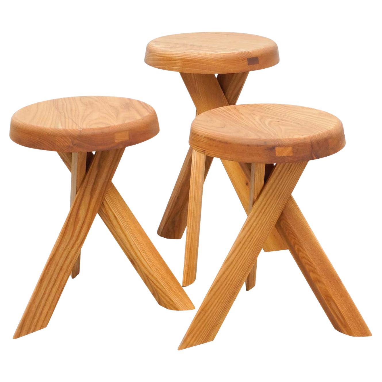 Pierre Chapo Stool S31A Solid Elmwood at 1stDibs