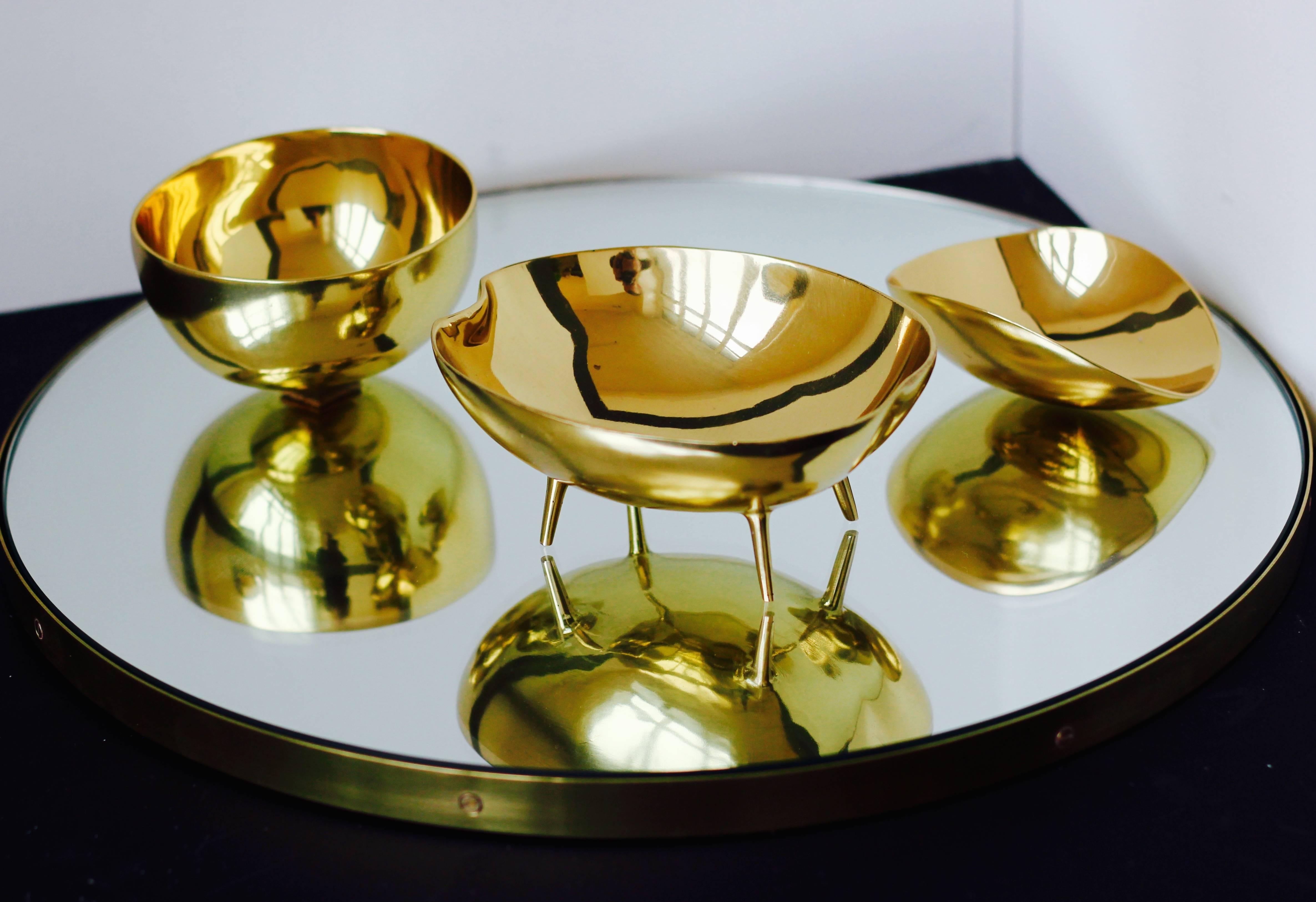 Set of Three Polished Brass Bowls at 1stDibs | brass bowls for sale