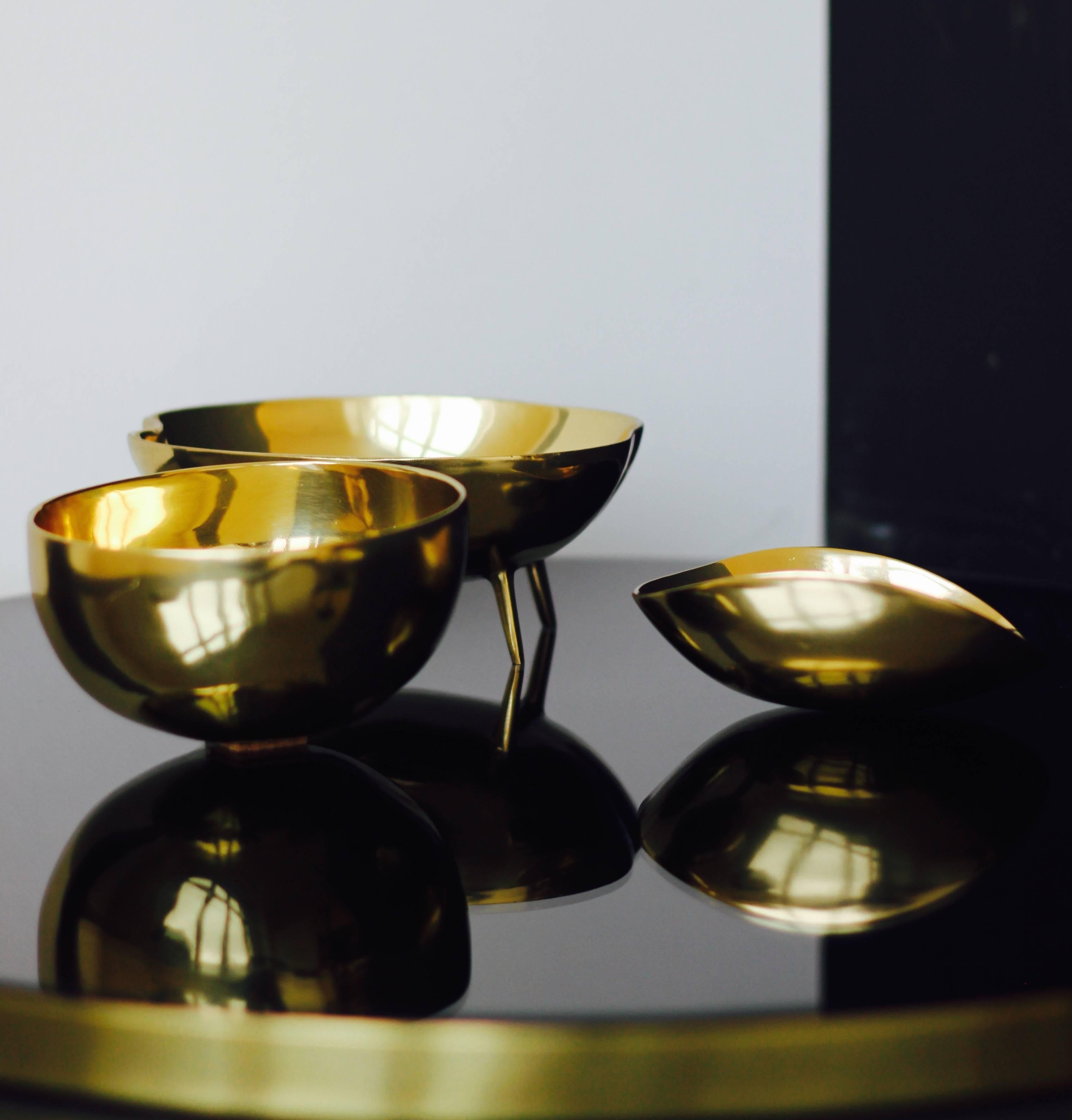 Set of Three Polished Brass Bowls at 1stDibs | brass bowls for sale