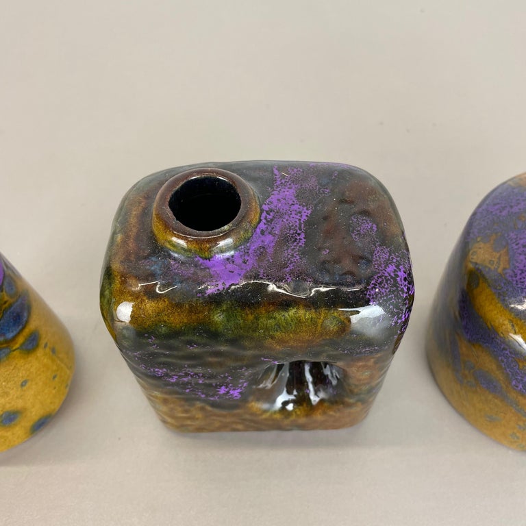 Set of Three Pottery Fat Lava "Supercolor" Vases Made by Marei, Germany ...