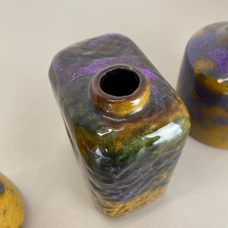 Set of Three Pottery Fat Lava "Supercolor" Vases Made by Marei, Germany ...