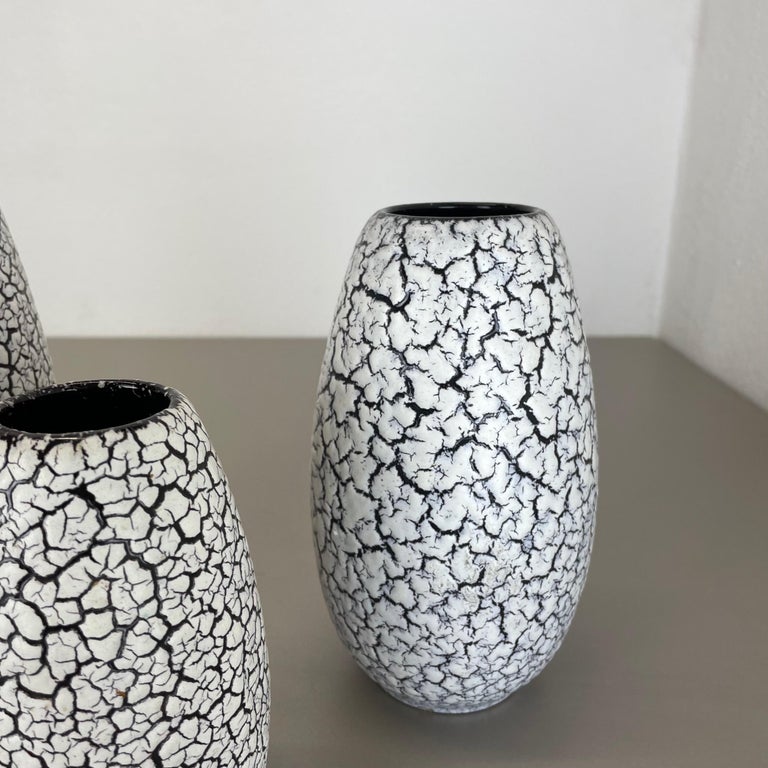 Set of Three Pottery Fat Lava Vases "Craquele" by Jasba, Germany, 1970s ...