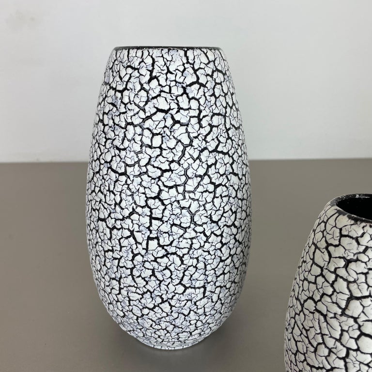 Set of Three Pottery Fat Lava Vases "Craquele" by Jasba, Germany, 1970s ...