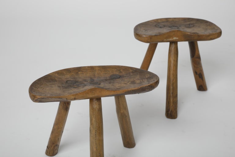 Set of Three Primitive Wooden Stools, Italy, 1950s For Sale at 1stDibs
