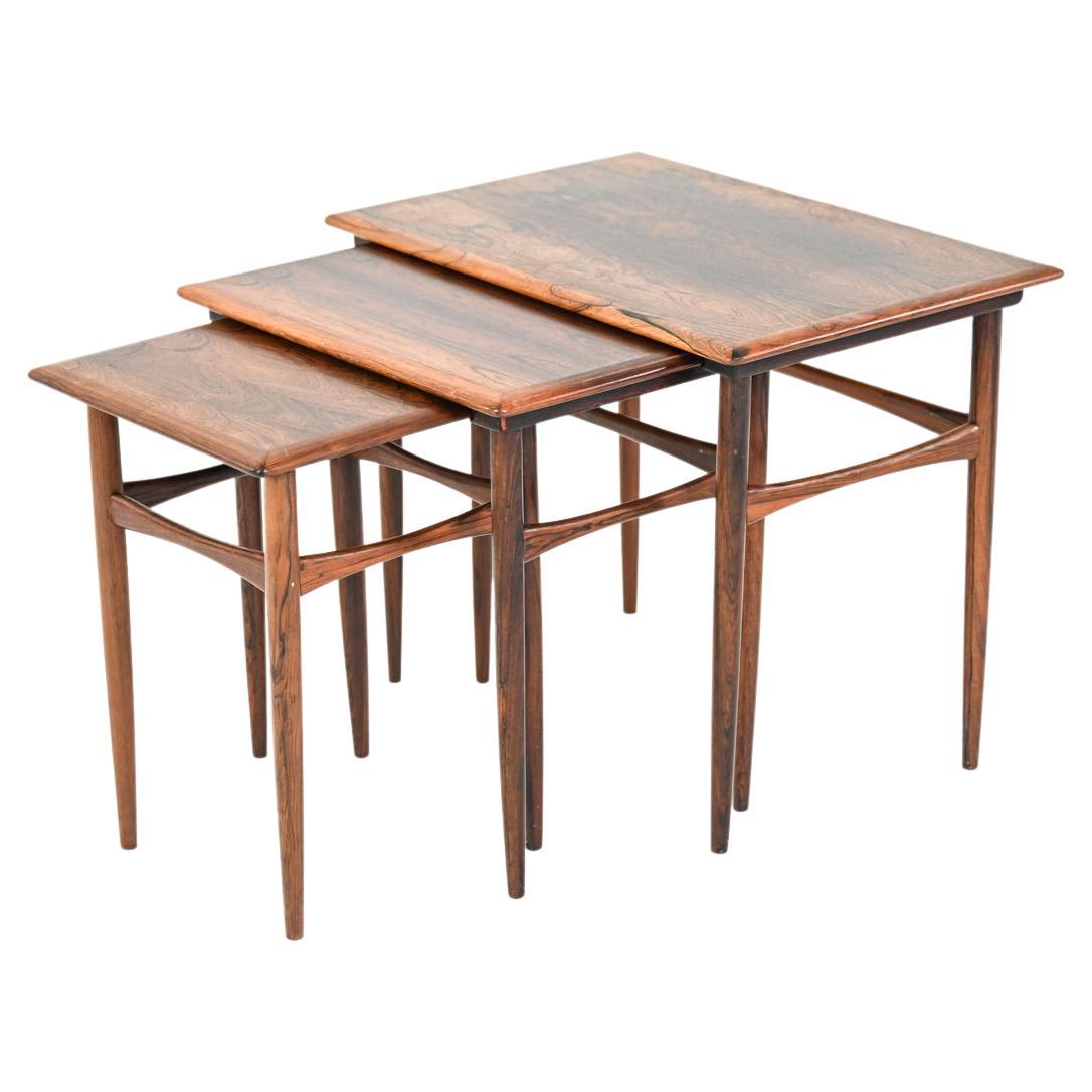 Set of Three 1960s Modern Nesting Tables in Brass and Glass at 1stDibs