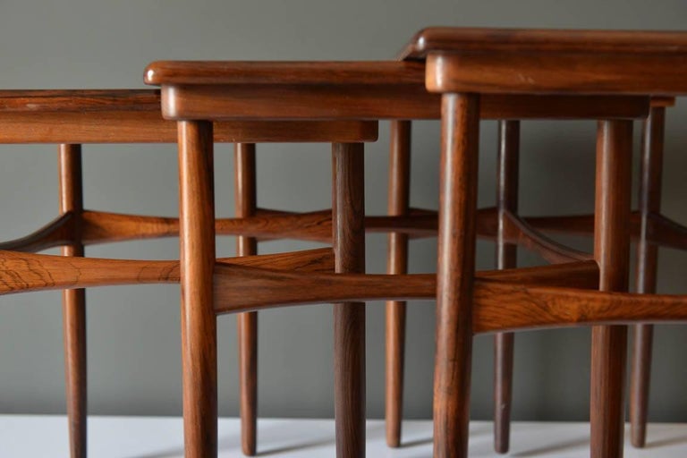 Set of Three Rosewood Nesting Tables by Poul Hundevad, circa 1960 at ...