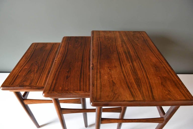 Set of Three Rosewood Nesting Tables by Poul Hundevad, circa 1960 at ...
