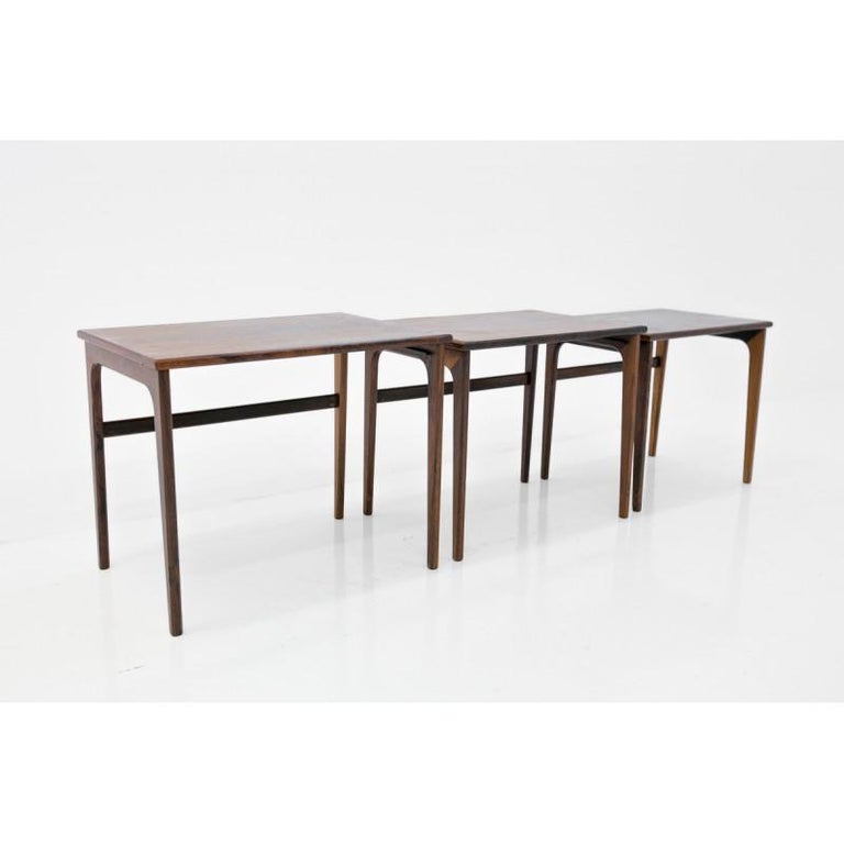Set of Three Rosewood Nesting Tables, Scandinavian Modern, 1970s For ...