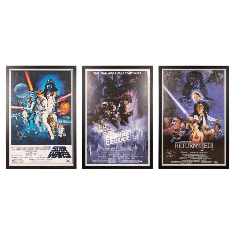 Set Of Three Signed Star Wars Posters By David Prowse (Darth Vader) For ...