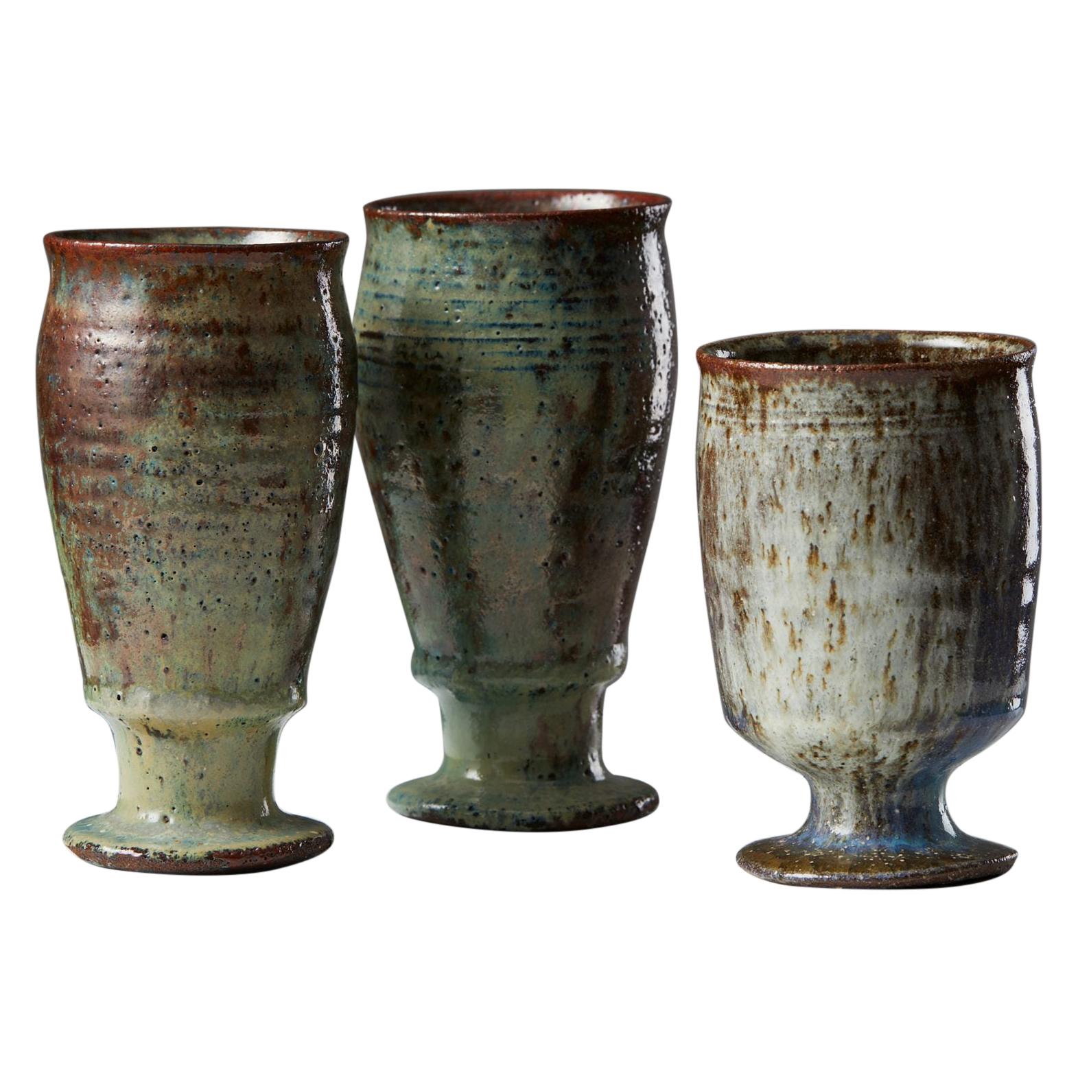 Group of Five Squared Vessels by Hans Vanso Danish Potter at 1stDibs