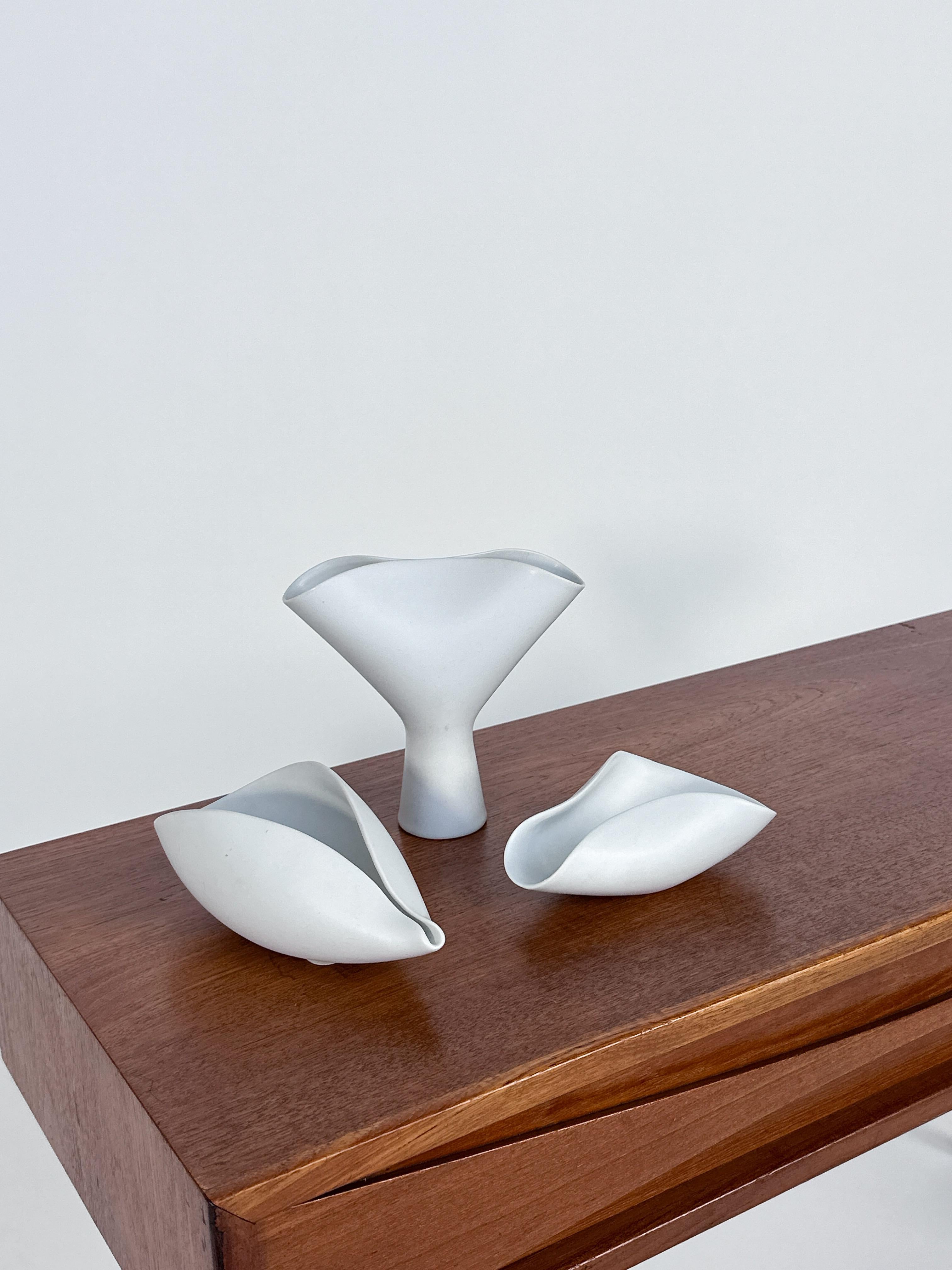 Set of Three Stig Lindberg Stoneware Vase and Bowls Veckla Gustavsberg Sweden 1950 For Sale at ...