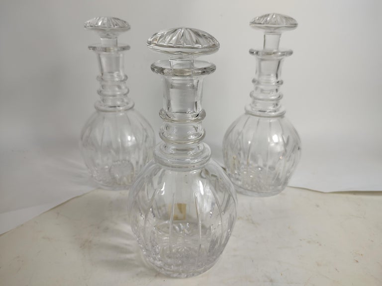 Set of Three Stuart Cut Glass Crystal Decanter Bottles, C1945 For Sale ...