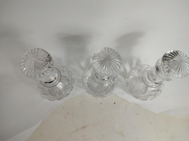 Set of Three Stuart Cut Glass Crystal Decanter Bottles, C1945 For Sale ...