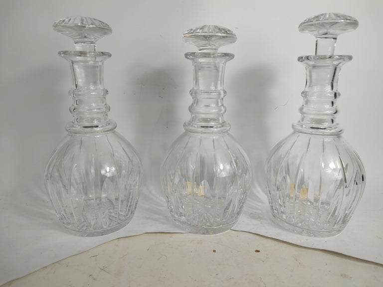 Set of Three Stuart Cut Glass Crystal Decanter Bottles, C1945 For Sale ...