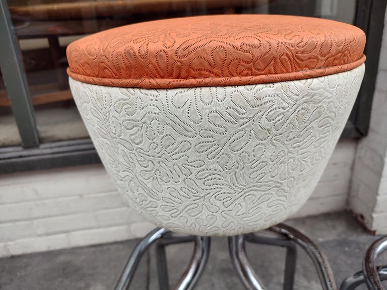 Set of Three Swiveling 1950s Conical Two Tone Bar Stools For Sale at ...