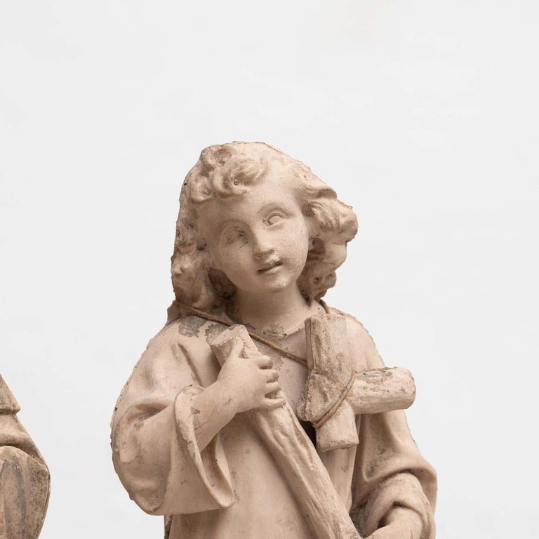 Set of Three Traditional Plaster Figures, circa 1950 For Sale at 1stDibs