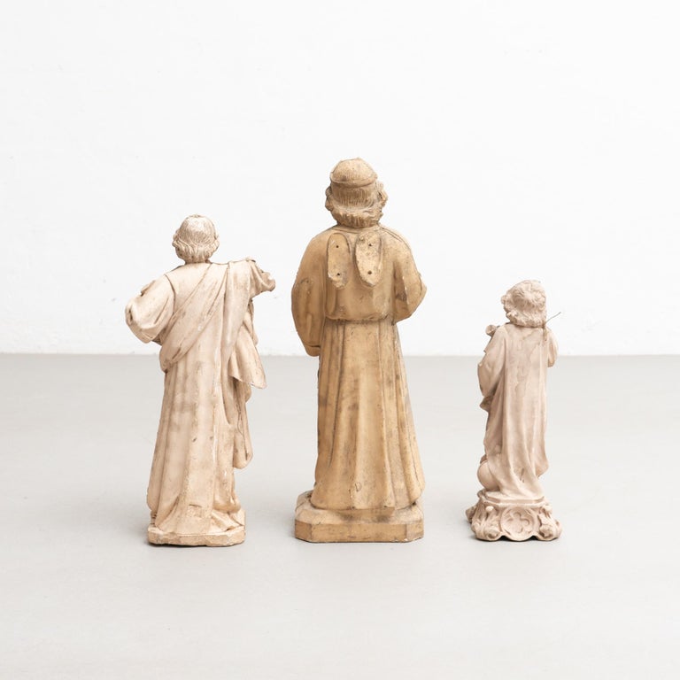Set of Three Traditional Plaster Figures, circa 1950 For Sale at 1stDibs