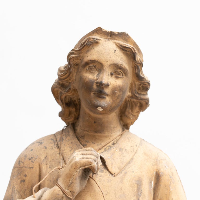 Set of Three Traditional Plaster Figures, circa 1950 For Sale at 1stDibs