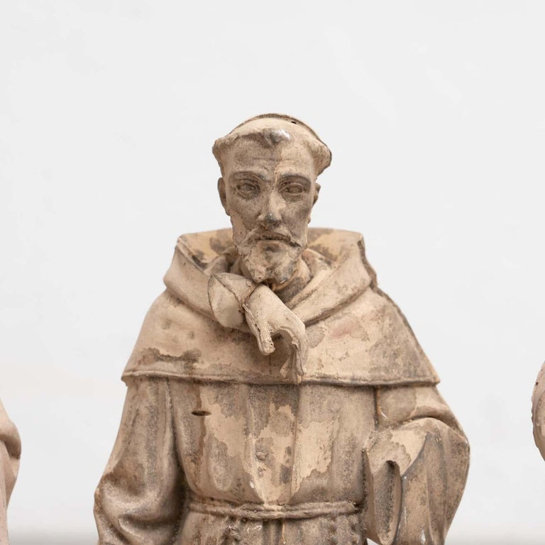 Set of Three Traditional Plaster Figures, circa 1950 For Sale at 1stDibs