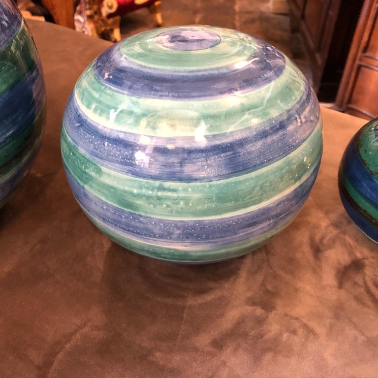 Set of Three Unique Pieces Hand Painted Sicilian Terracotta Decorative ...