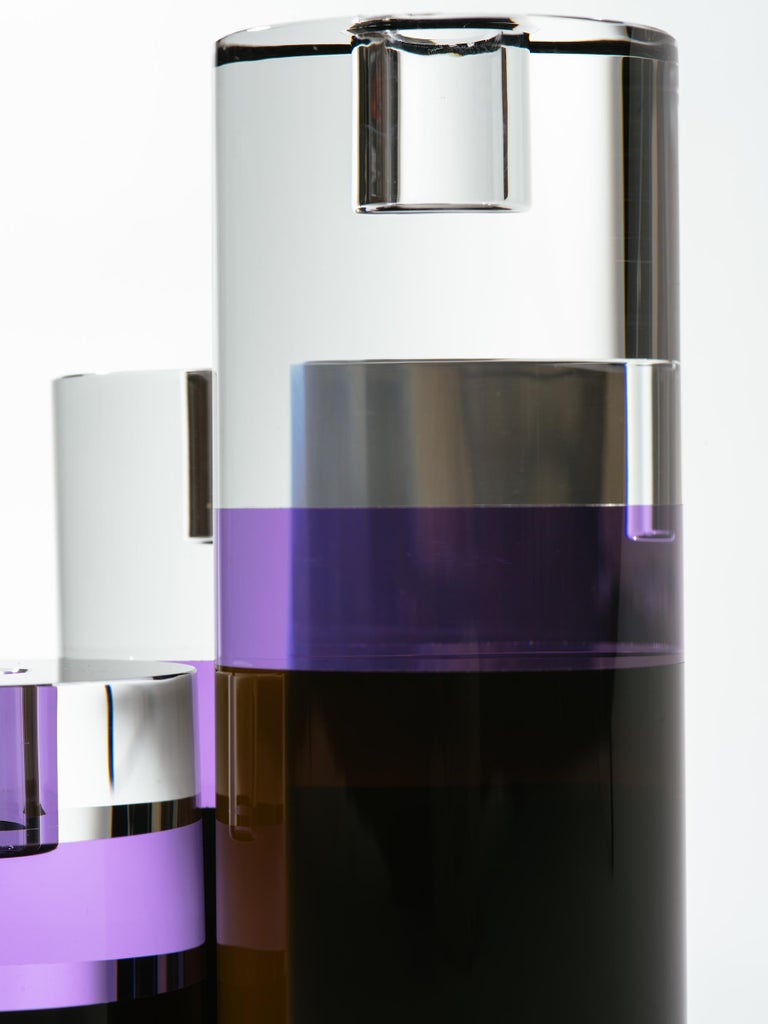 Set of Three Veritas Gelato Ombre Glass Column Candlesticks For Sale at ...