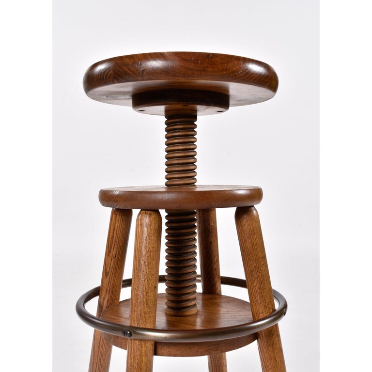 Set of Three Vintage Corkscrew Solid Oak Industrial Rustic Bar Stools ...