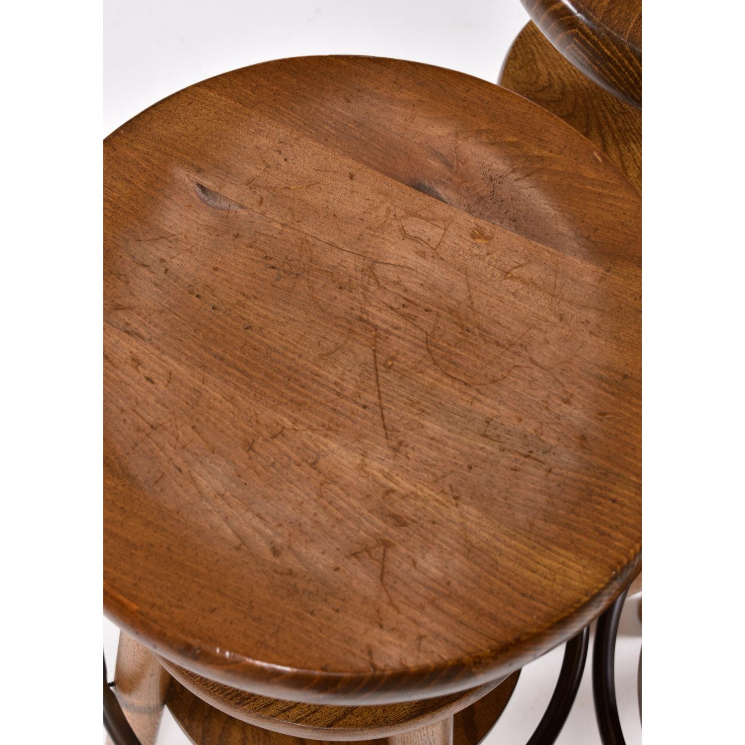 Set of Three Vintage Corkscrew Solid Oak Industrial Rustic Bar Stools ...