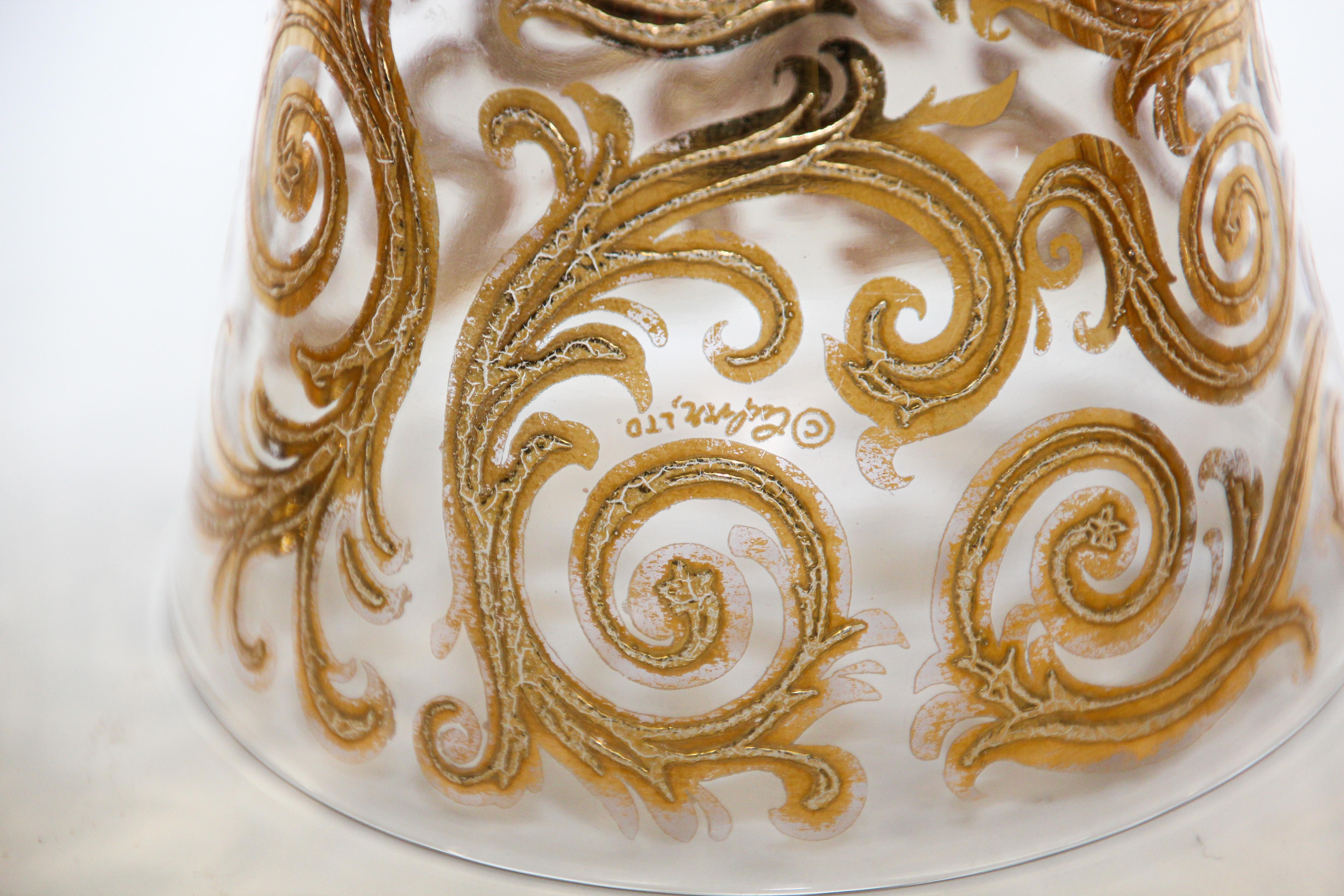 Set of Three Vintage Culver Glasses with 22-Karat Gold Baroque Pattern ...