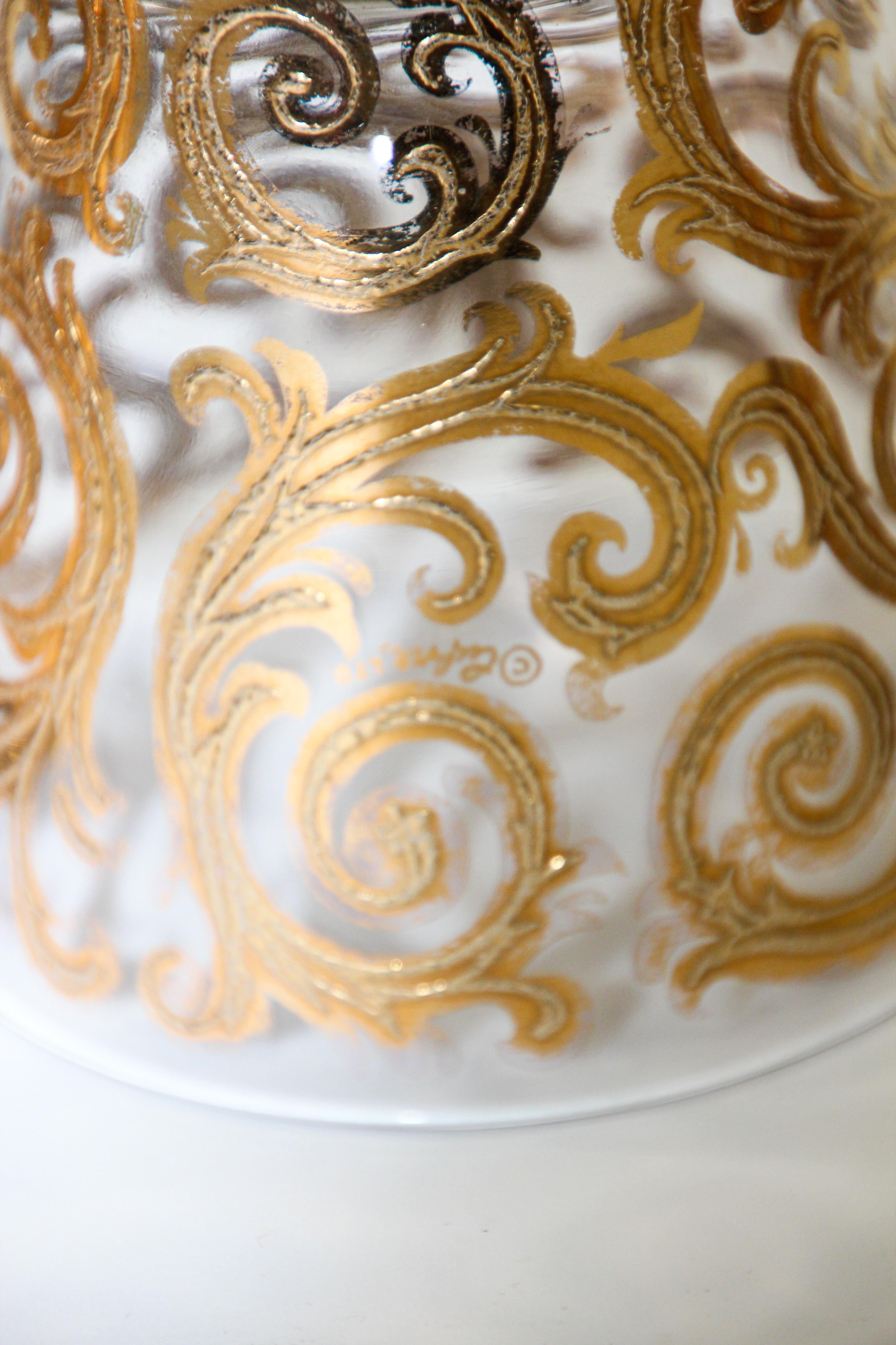 Set of Three Vintage Culver Glasses with 22-Karat Gold Baroque Pattern ...