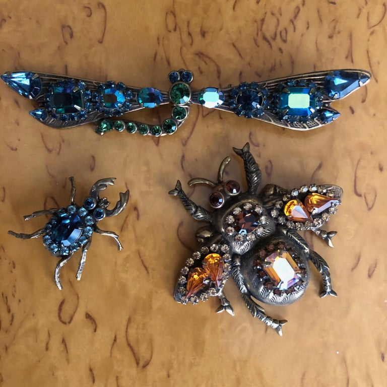 Set of Three Vintage Insect Brooches For Sale at 1stDibs