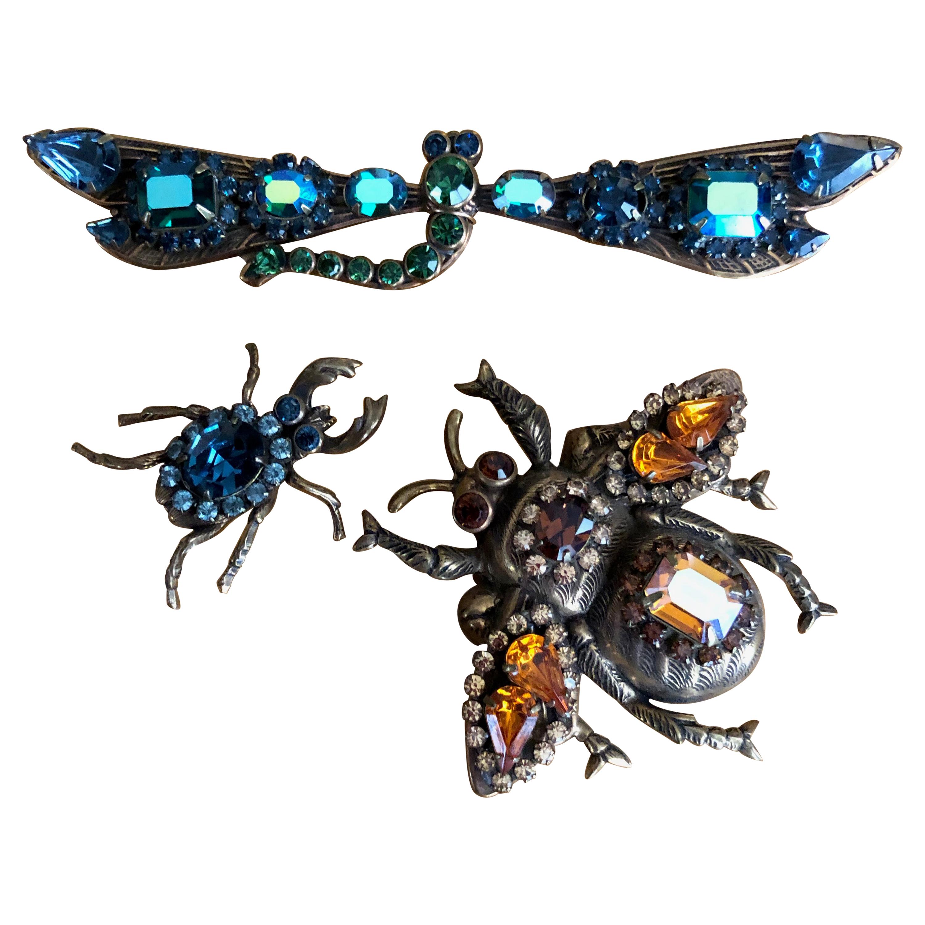 Set of Three Vintage Insect Brooches For Sale at 1stDibs