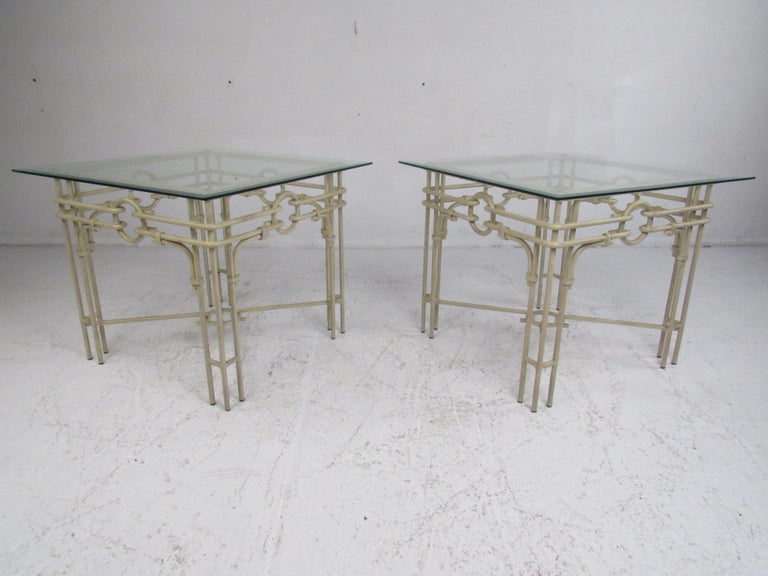Set of Three Vintage Iron Frame Tables For Sale at 1stDibs