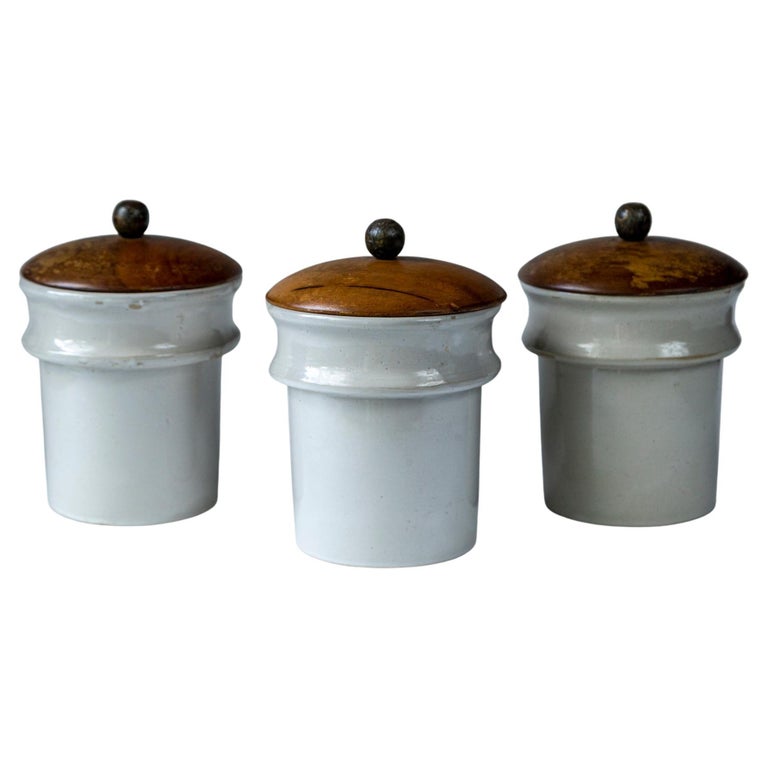 Set of Three Vintage Ironstone Apothecary Jars, France, circa 1930 For ...