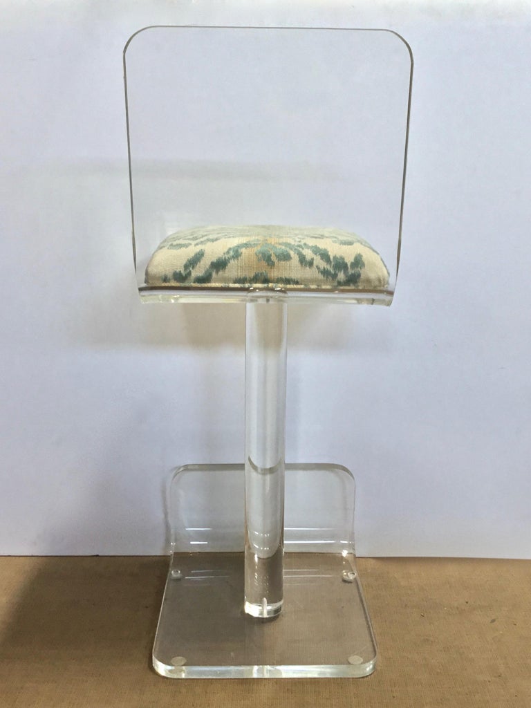 Set of Three Vintage Lucite Bar Stools, Newly Upholstered Seat For Sale ...