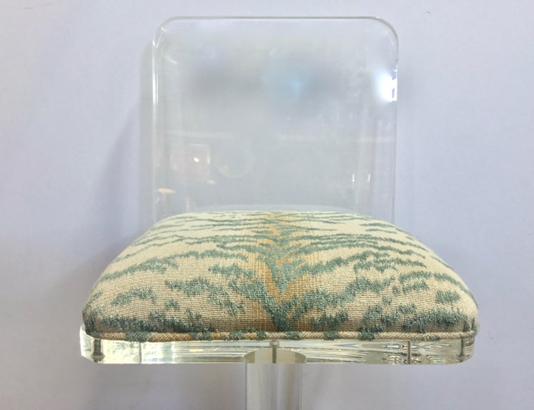 Set of Three Vintage Lucite Bar Stools, Newly Upholstered Seat For Sale ...