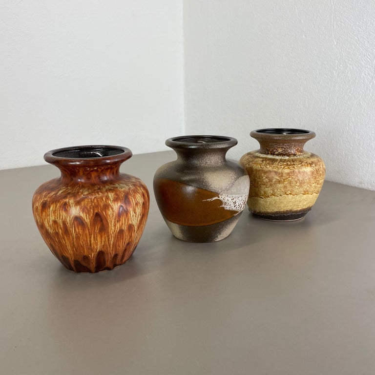 Set of Three Vintage Pottery Fat Lava Vases Made by Scheurich, Germany ...