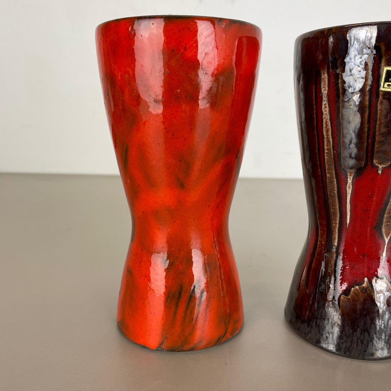 Set of three Vintage Pottery Fat Lava Vases Made by Scheurich, Germany ...