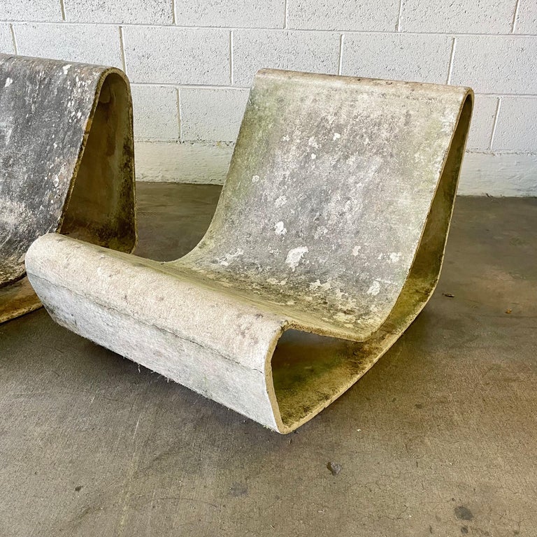 Set of Three Vintage Willy Guhl Concrete Loop Chairs For Sale at 1stDibs