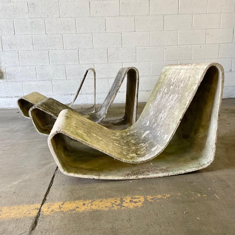 Set of Three Vintage Willy Guhl Concrete Loop Chairs For Sale at 1stDibs