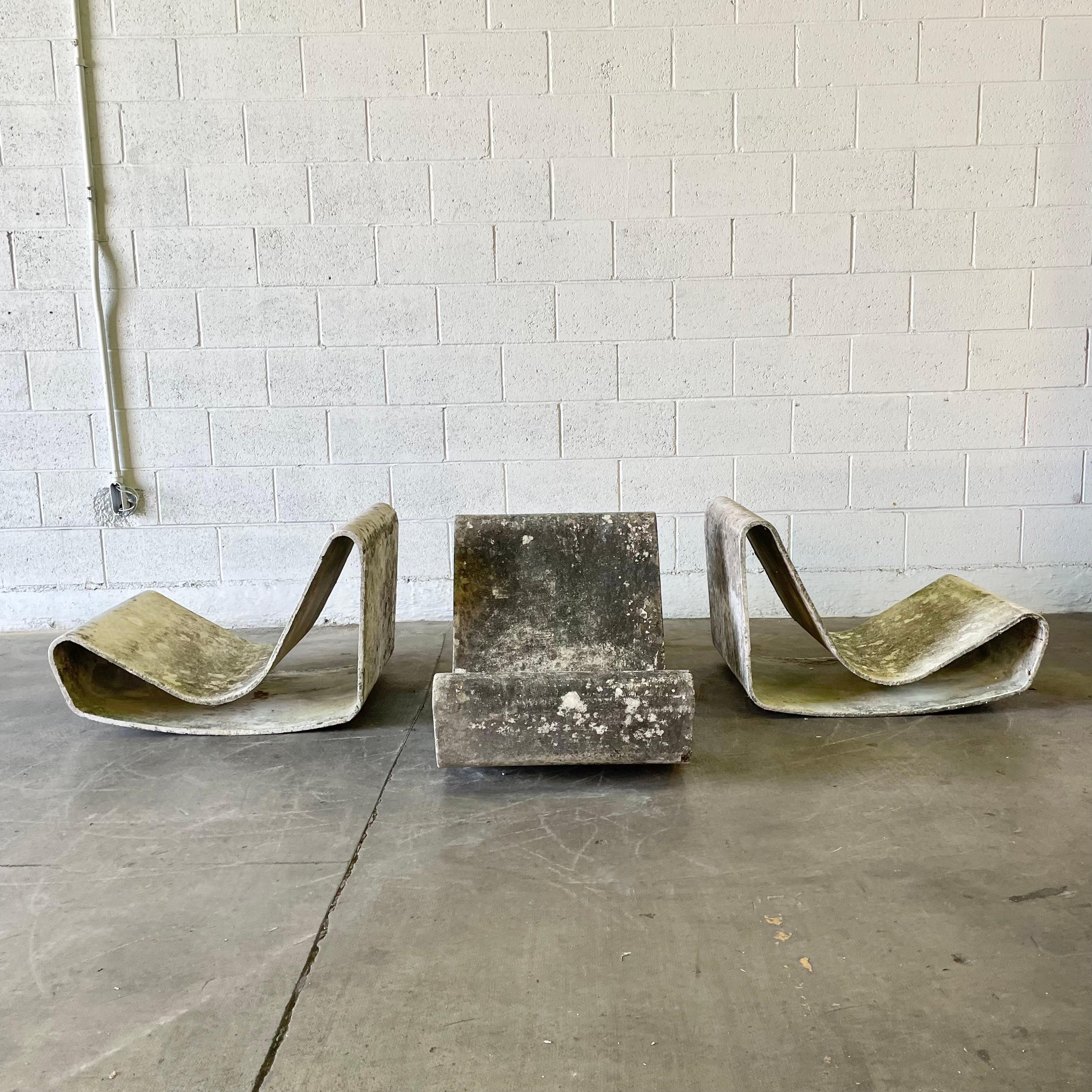 Set of Three Vintage Willy Guhl Concrete Loop Chairs For Sale at 1stDibs