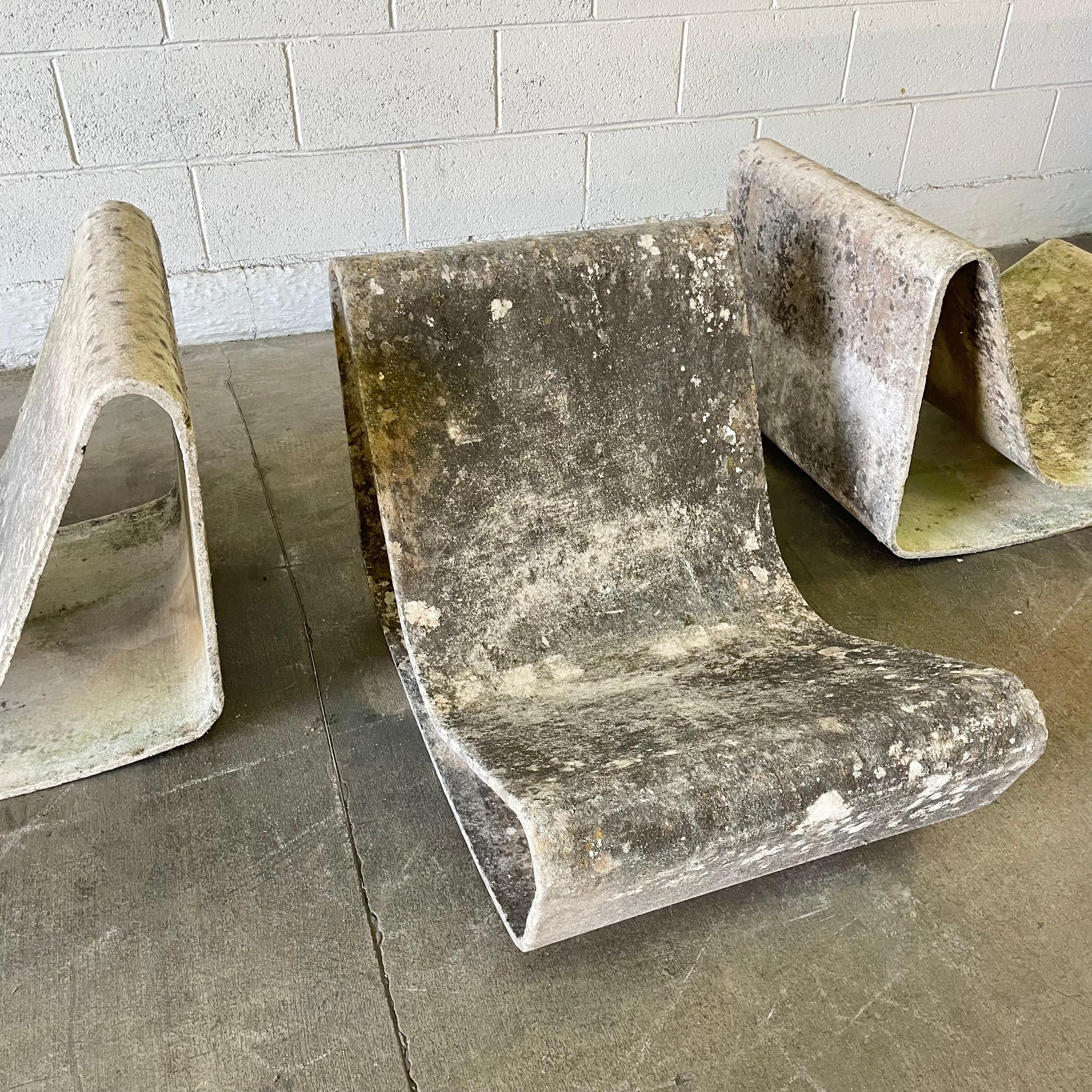 Set of Three Vintage Willy Guhl Concrete Loop Chairs For Sale at 1stDibs