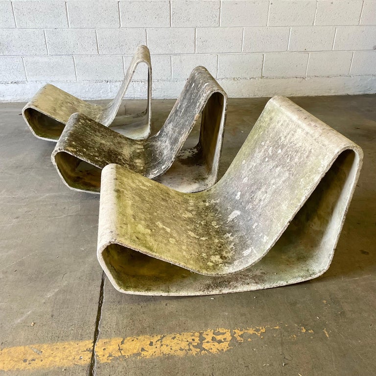 Set of Three Vintage Willy Guhl Concrete Loop Chairs For Sale at 1stDibs